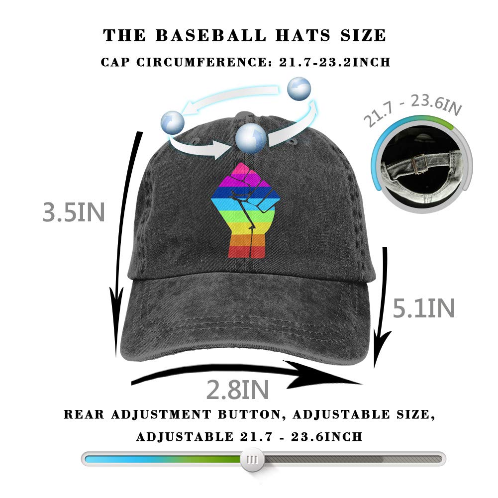 Vintage Baseball Cap for Men Women Black Dad Hat Cotton Denim Adjustable Low Profile (A Clenched Fist Held High in Protest)