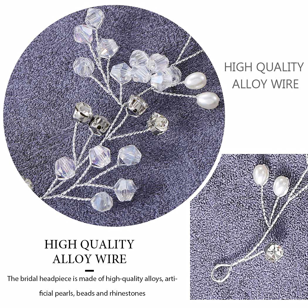 Yean Wedding Hair Vine Long Bridal Headband Hair Accessories for Bride and Bridesmaid (100cm / 39.3inches) (Silver)