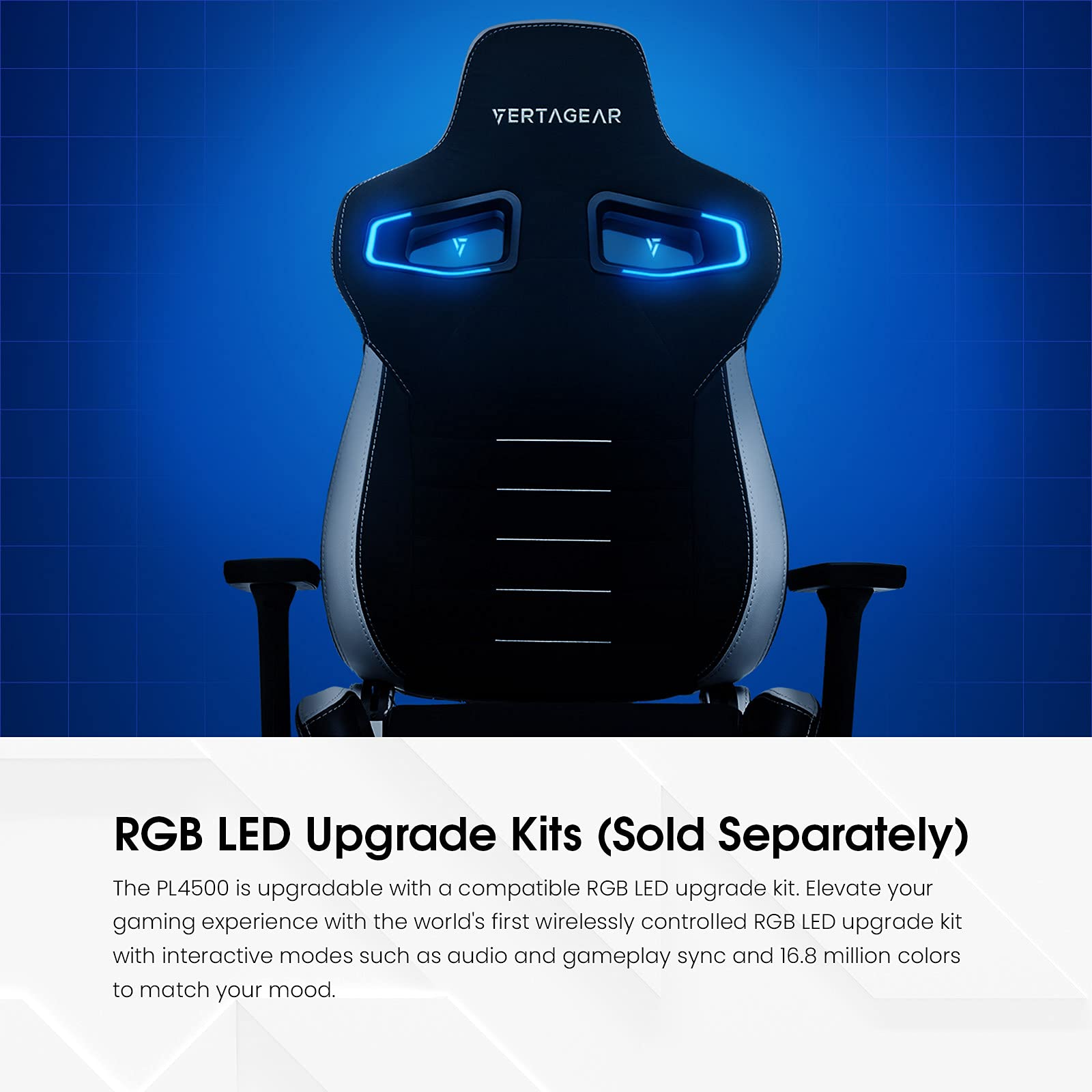 VERTAGEAR Gaming Chair RGB Audio Sync Ergonomic Home Office Coffee Fiber Computer Desk High Back Racing Seat, P-Line PL4500 BIFMA Cert Big Tall XL, Black/Carbon