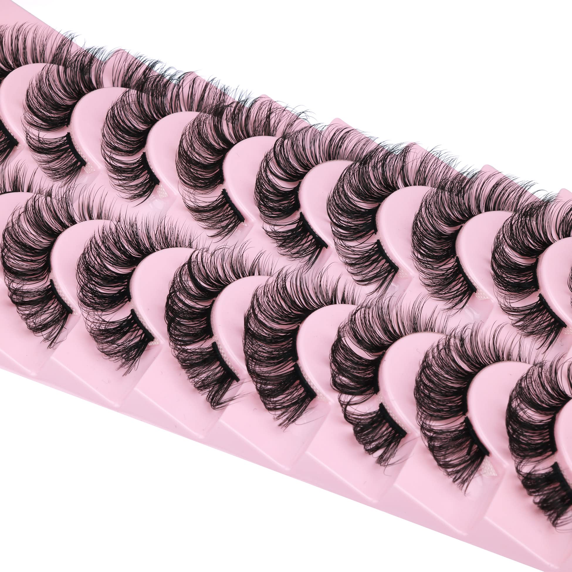 wiwoseo Cluster Lashes Extension Strip Eyelashes Individual Cat Eye Lashes Thick Volume DIY Lashes that Look like Extension Natural Fluffy Faux Mink Lashes 16MM PestaƱas Postizas 10 Pairs Pack