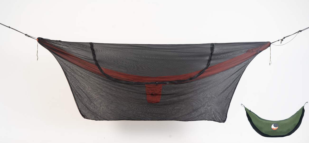 Ticket to the Moon 360° Convertible Mosquito and Bug Hammock Net - Fair Trade & Handmade All-Round Protection from Bugs and Insects - Double Circular Zipper Opens Ceiling for Extra Comfort - White