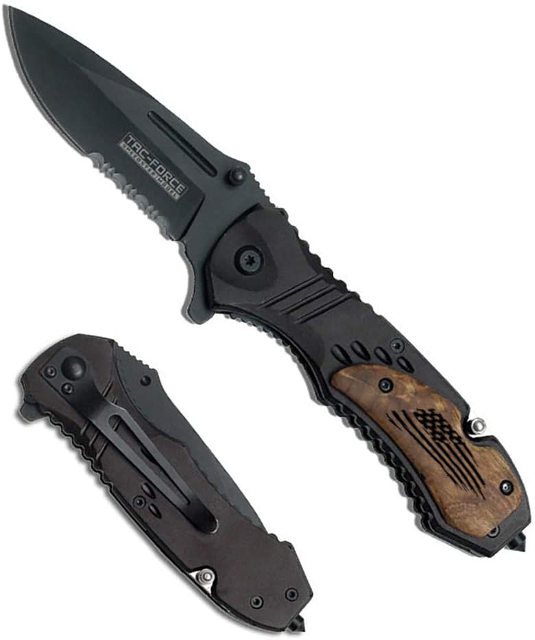 Tactical Knife Engraved American Flag