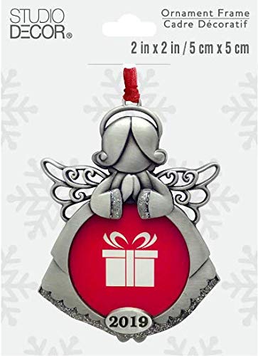 Studio Decor 2019 Angel Metal Picture Photo Frame Ornament 3.5" H x 2.5" W Fit Photo 1.75" Dia