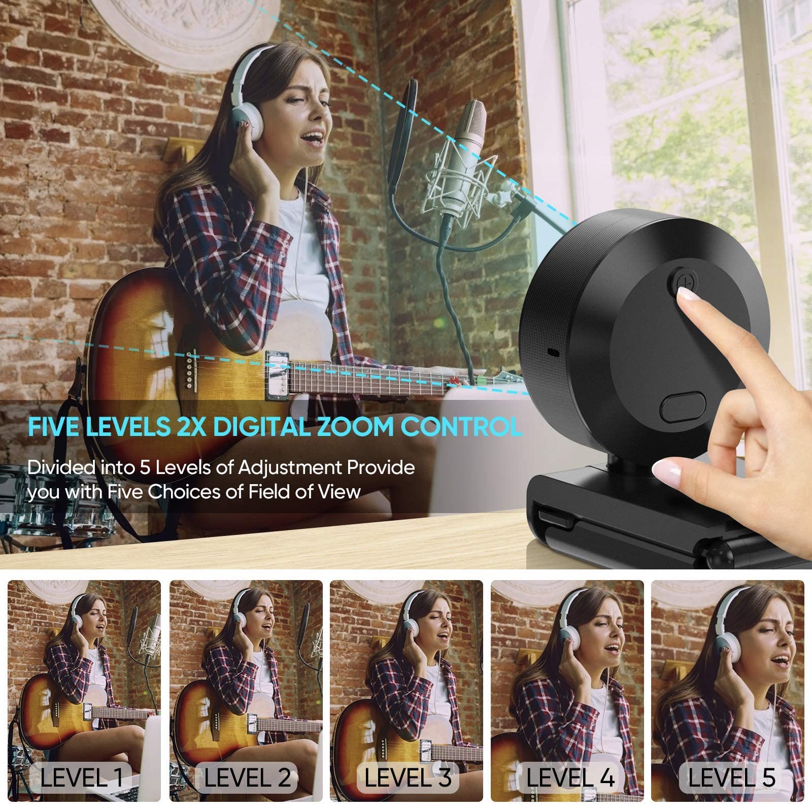 Spedal 1080P Webcam, Webcam with Microphone and Ring Light, HD Web Cam for Desktop PC Laptop, Web Camera with Tripod, Autofocus Streaming Camera for Gaming Online Learning Google Meet