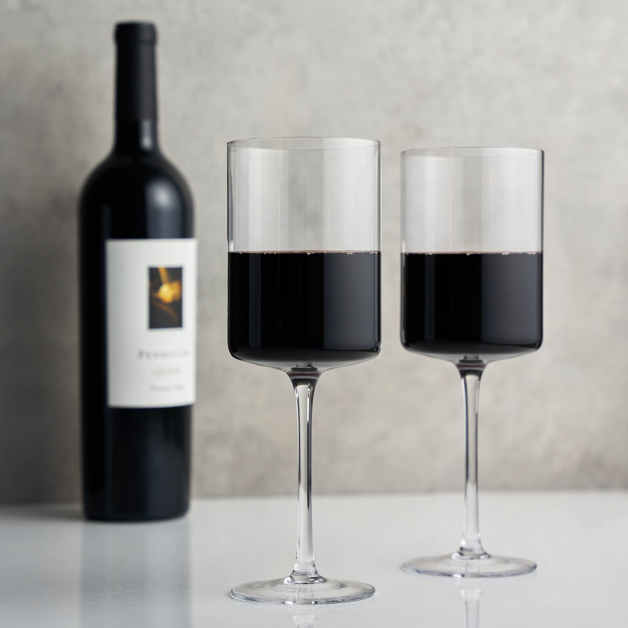 Viski Laurel Red Wine Glasses, Crystal Stemmed Tumblers Glassware for Wine or Cocktails, Top Rack Dishwasher Safe, 18 Oz, Set of 2