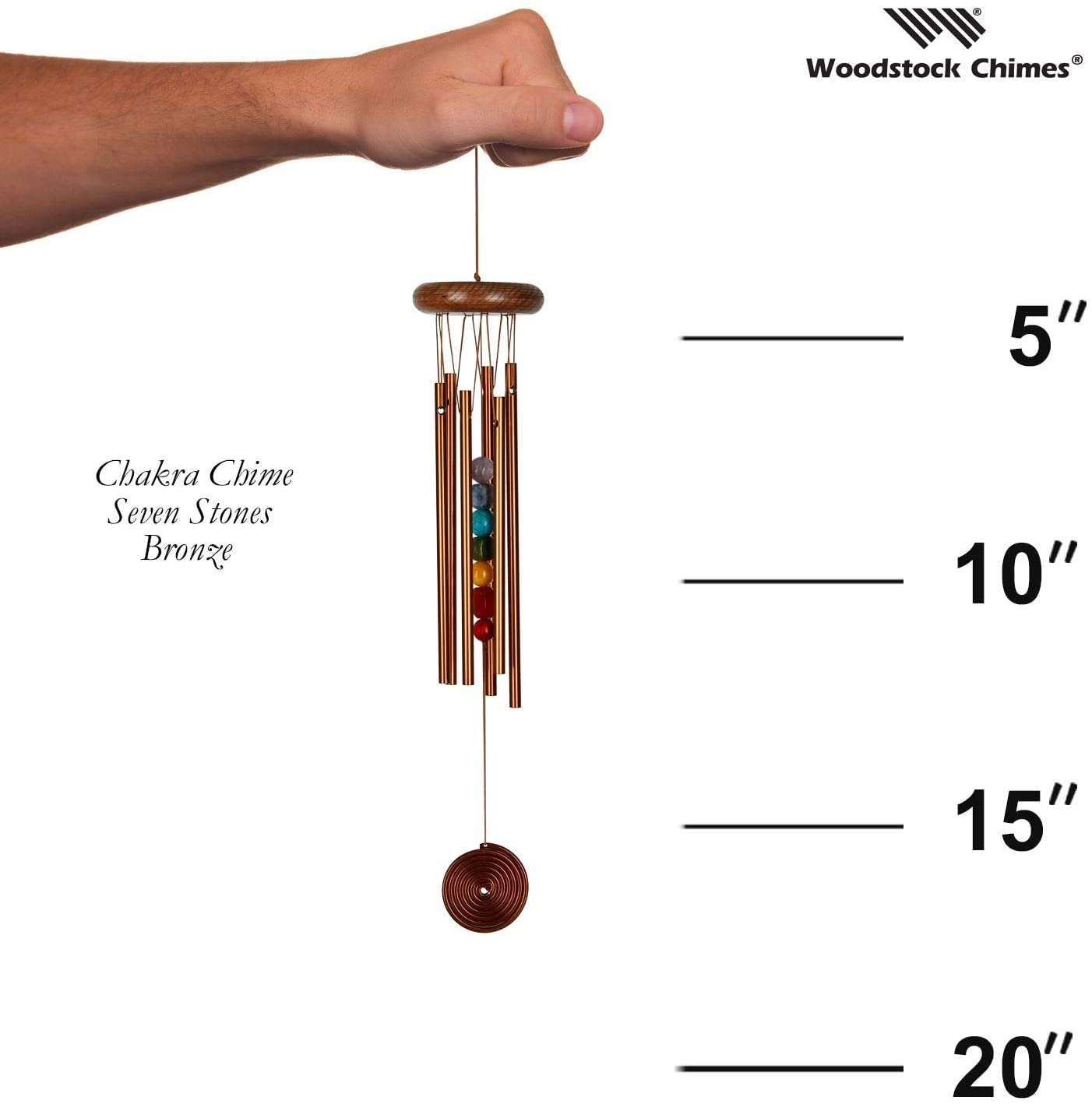 Woodstock Chimes Chakra Chime - Seven Stones - Teak Finish