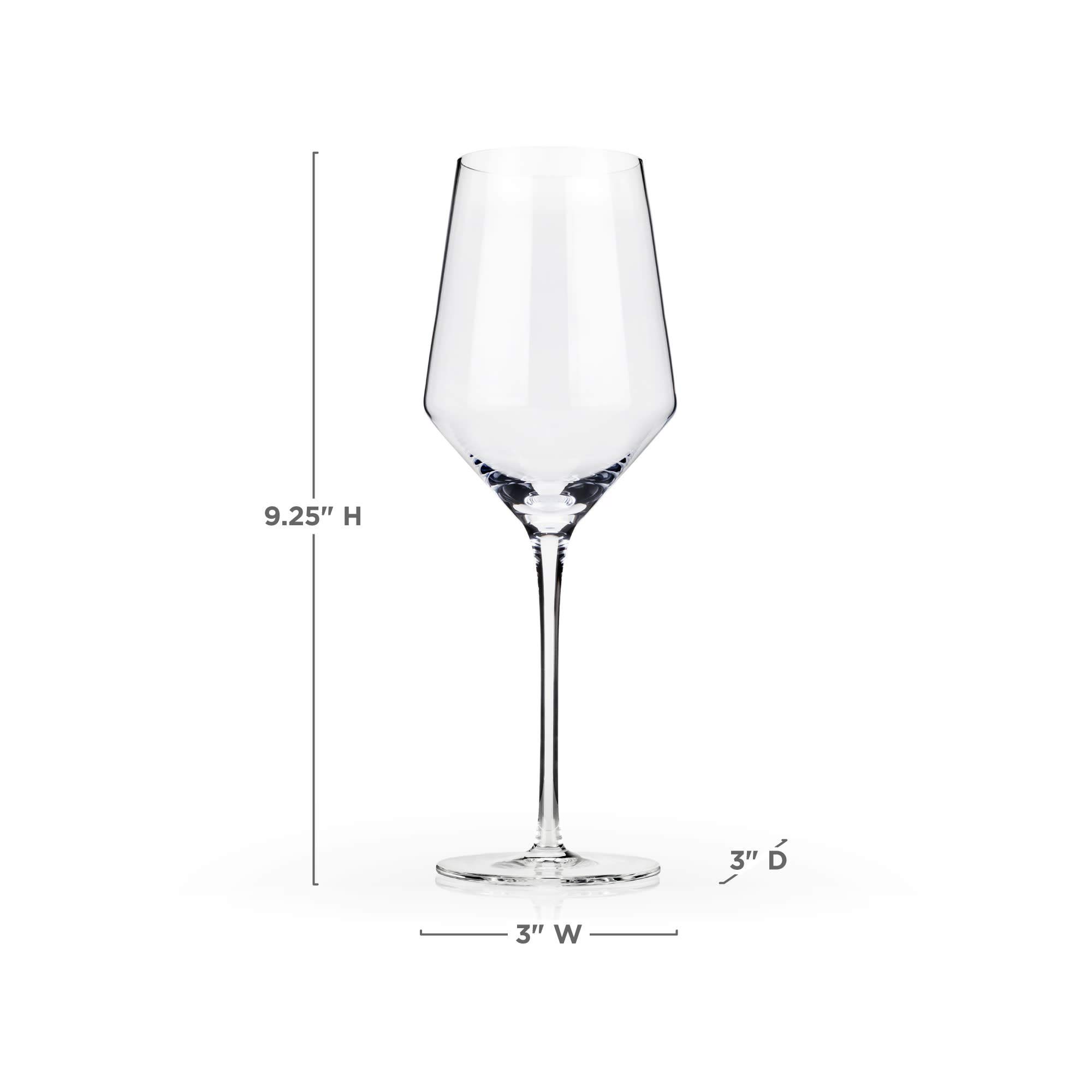 Viski Raye Angled Crystal Chardonnay Wine Glasses Set of 2, No-Lead Premium Crystal Clear Glass, Modern Stemmed, Flat Bottom White Wine Gift Set, 13oz