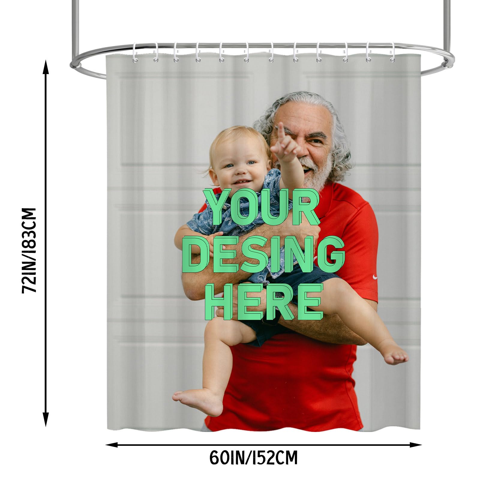 ZEKOTEN Custom Shower Curtain,Upload Your own photo, Different Sizes and Colors Available,Personalized Funny Waterpoof Shower Curtains for Bathroom with 12 Plastic Hooks