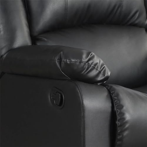 XIAODOU Standard Manual Recliner, Black Faux Leather Small Space Recliner Upholstered
