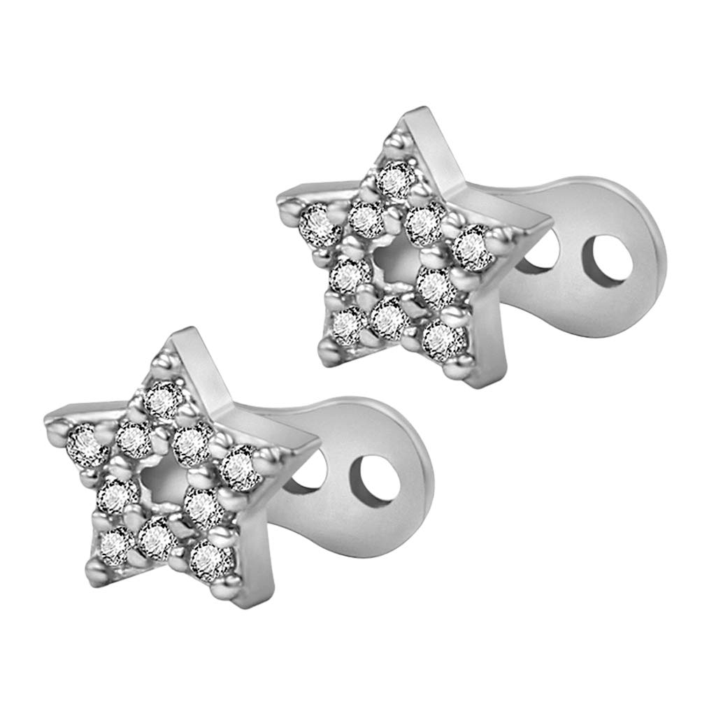 Titanium Dermal Anchor Top Crystal Micro Surface Skin Piercing 16G - Fan - Star