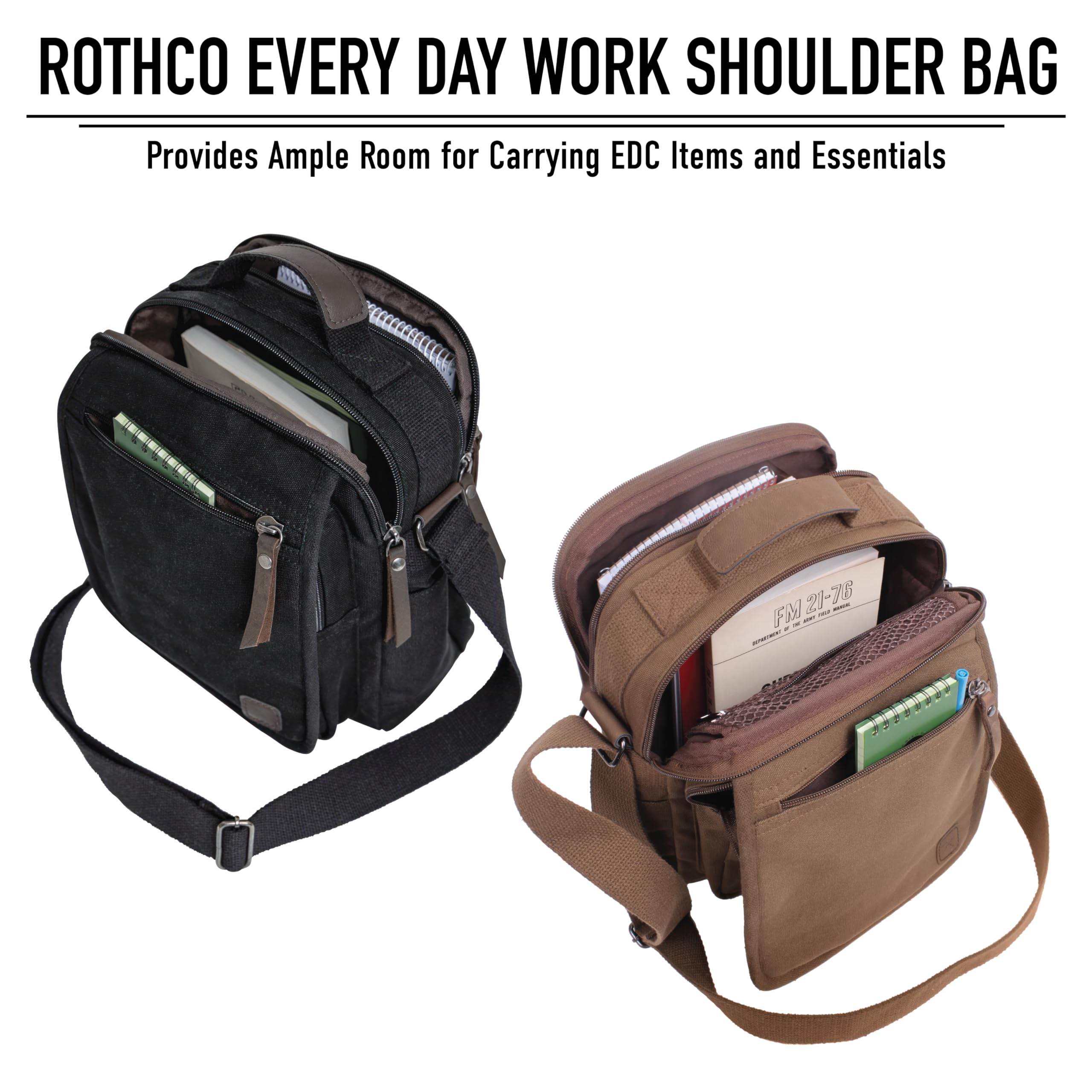 Rothco Every Day Work Shoulder Bag β Great for Work, Travel, Commuting, and More - Khaki