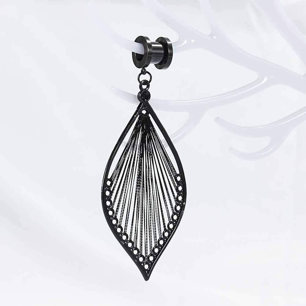 TBOSEN 2pcs Ear Dangle Gauges Handmade Leaf Shap Dangling Plugs and Tunnels for Ears Streched Size Gauge 2g to 1 inch
