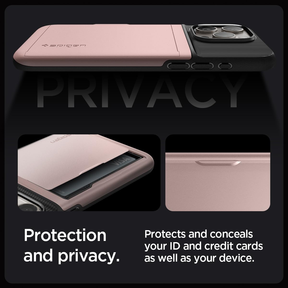 Spigen Slim Armor CS Designed for iPhone 15 Pro Max Case (2023) [Military-Grade Protection] - Rose Gold