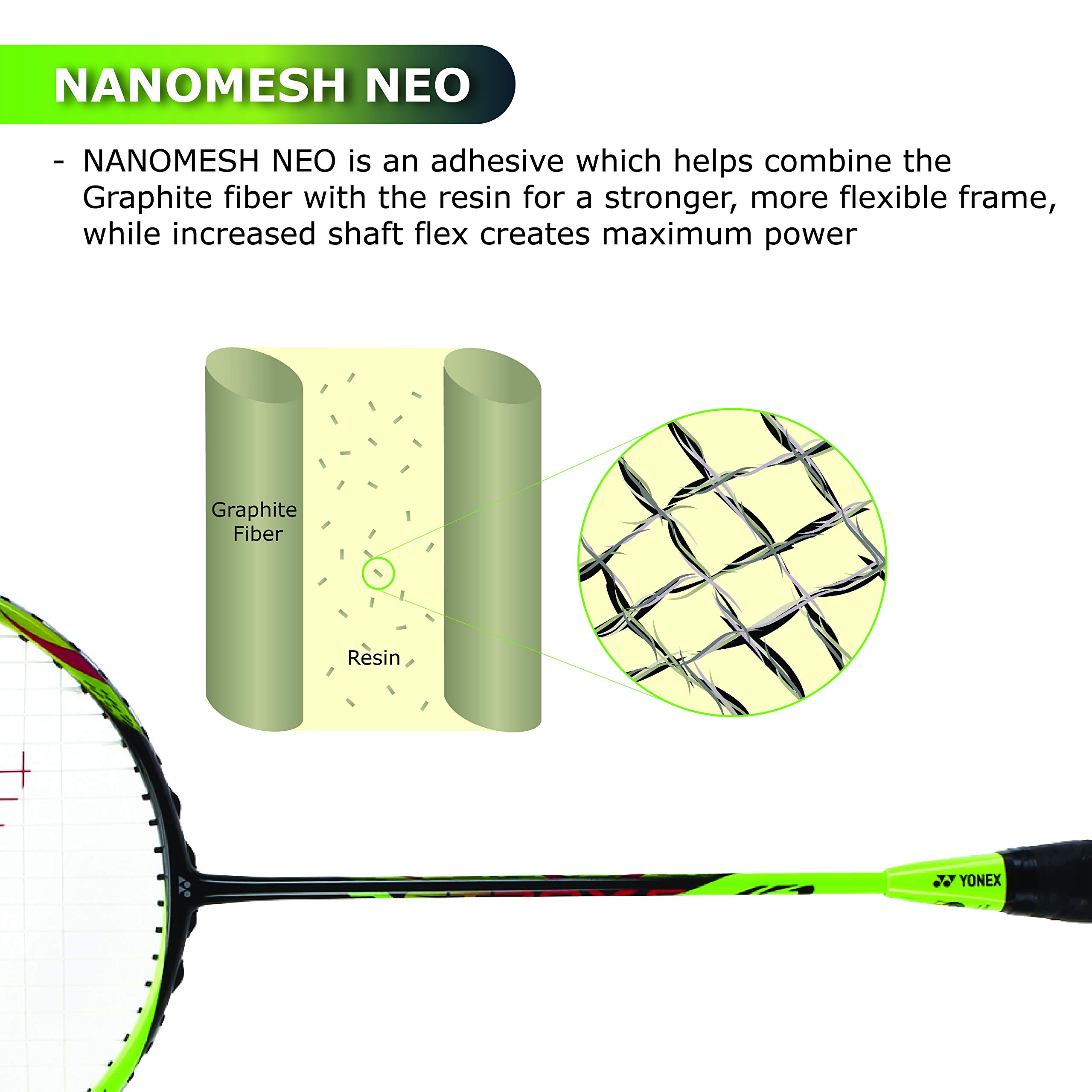Yonex Astrox 6 4U/G5 BG65 @24LB Blk/Lime Badminton Racquet