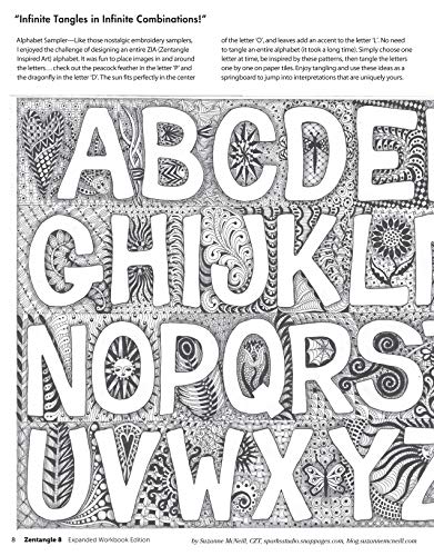 Zentangle 8, Expanded Workbook Edition: Monograms, Alphabets, and 40 All-New Tangles (Design Originals) How to Embellish Letters, Monograms, Cards, Stationery, Gifts, and More with Beautiful Designs