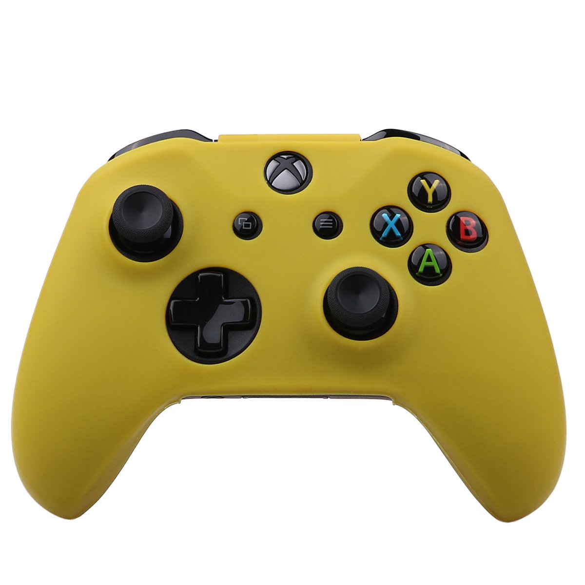 YoRHa Silicone Cover Skin Case for Microsoft Xbox One X & Xbox One S Controller x 1(Yellow) with Pro Thumb Grips 8 Pieces