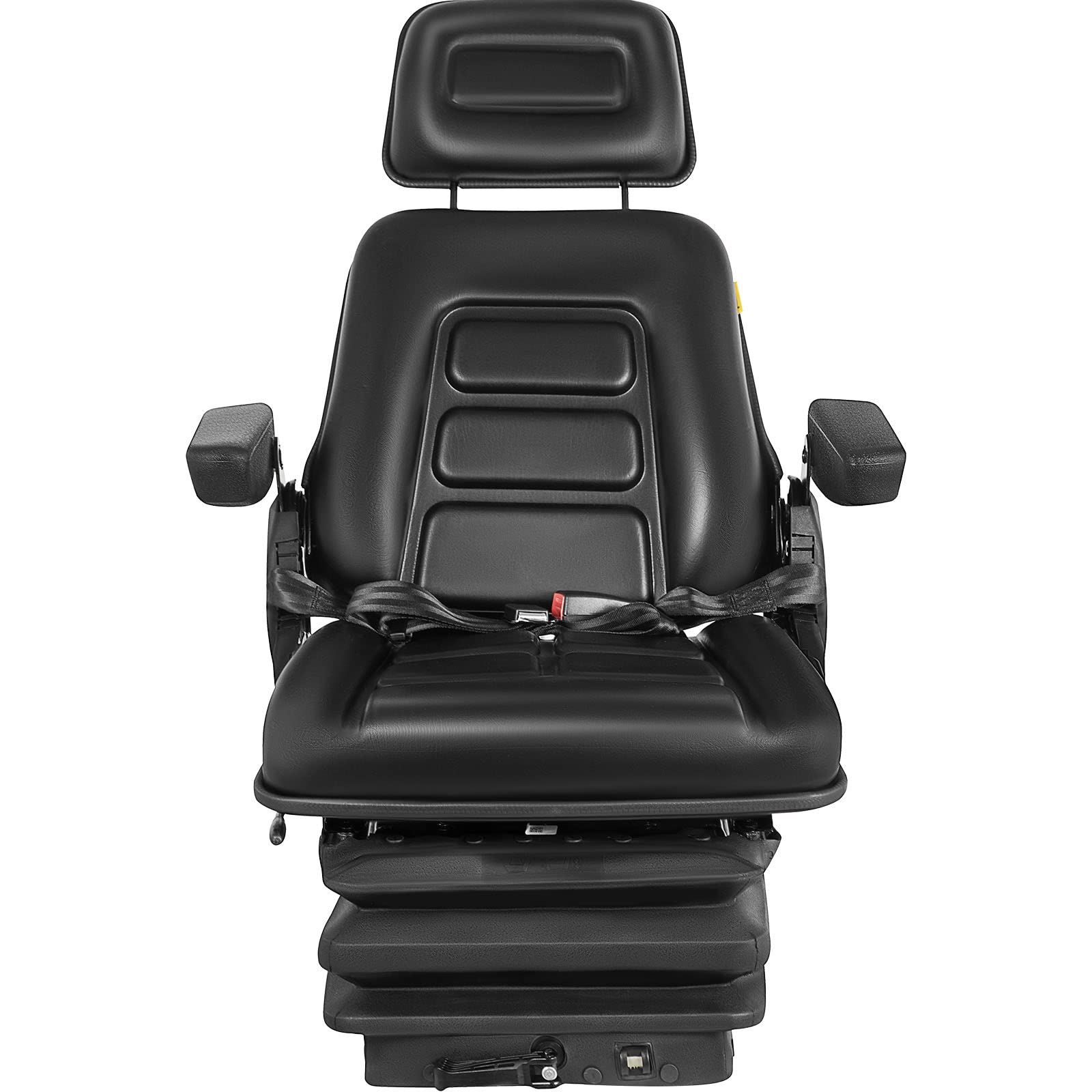 VEVOR Universal Tractor Suspension Seat, 35-170° Backrest Angle Adjustable Air Ride Seat Replacement w/Seat Belt & Safety Switch, Compatible with Forklift/Van/Mower, Black Vinyl