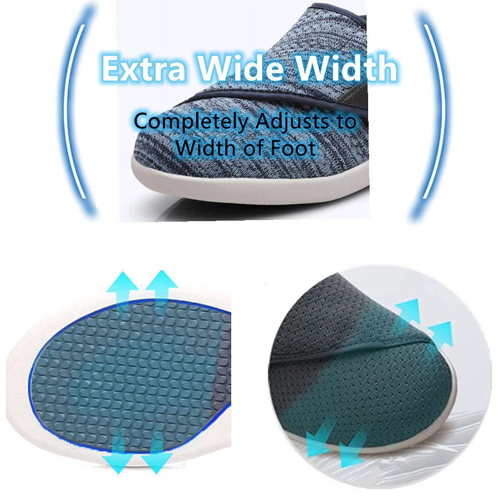 Women's Diabetic Shoes Extra Wide Shoes Comfortable Adjustable Strap Shoes with Air Cushion for Elderly Edema Swollen Feet