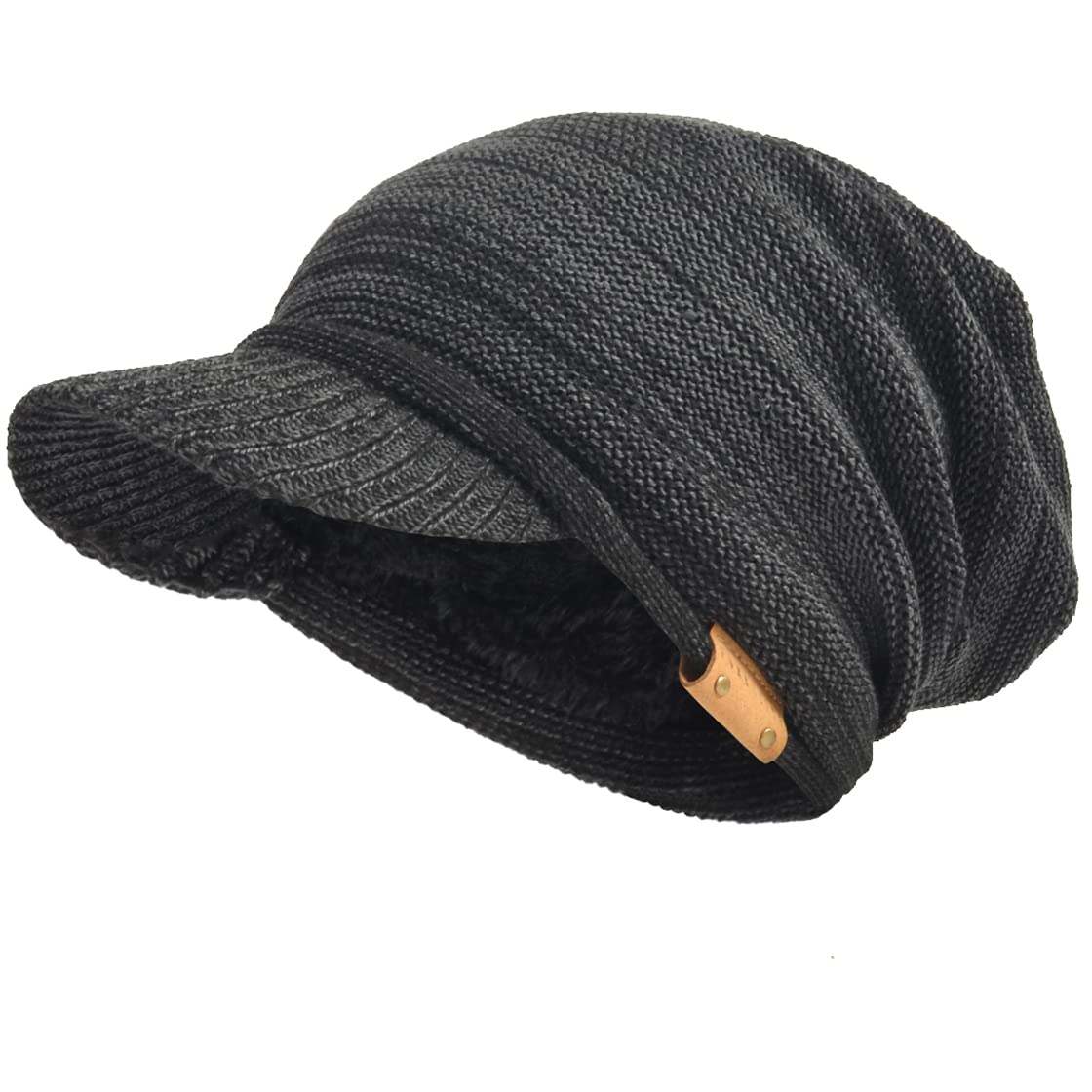 VECRY Men's Oversize Slouch Beanie Slouchy Skullcap Large Baggy Hat (Visor-Dgrey)