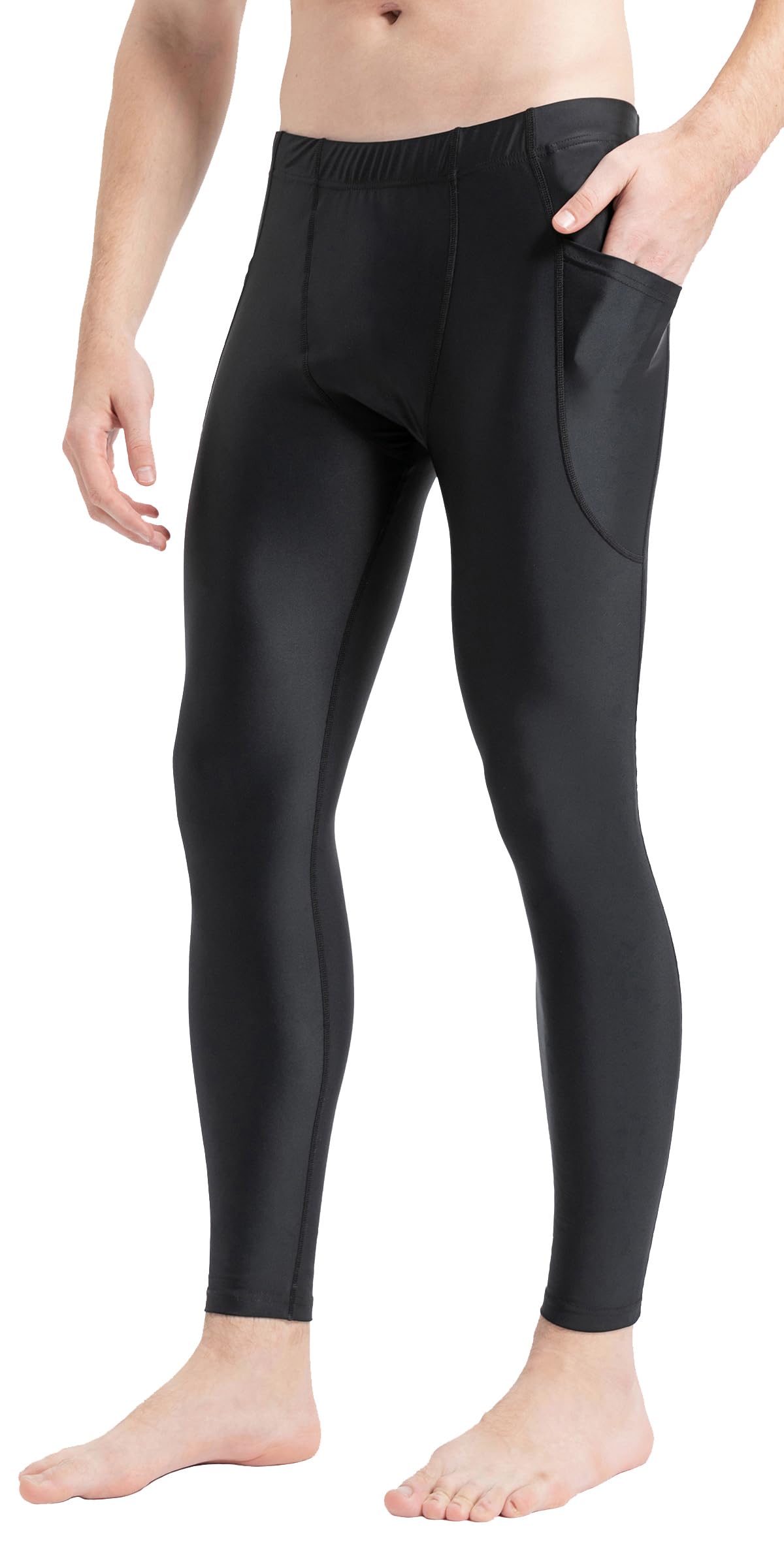 UPF 50+ Men's Surfing Leggings Sun Protection Swimming Pants(6011black-L)