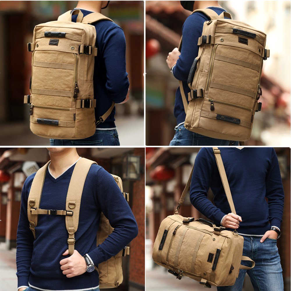 XINCADA Travel Backpack Canvas Backpacks Hiking Daypacks Vintage Rucksack Outdoor Camping