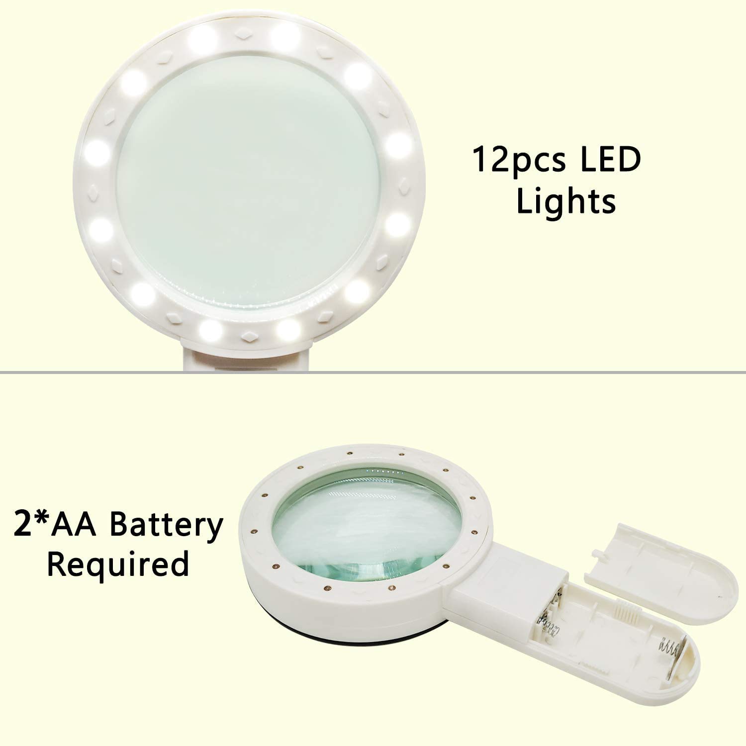 VOLANTEXRC Magnifying Glass with Light, Handheld Magnifying Glass 30X 12 LED Lighted Magnifier Illuminated Magnifying Glass for Low Vision Seniors Reading, Soldering, Inspection, RC Plane Instructions
