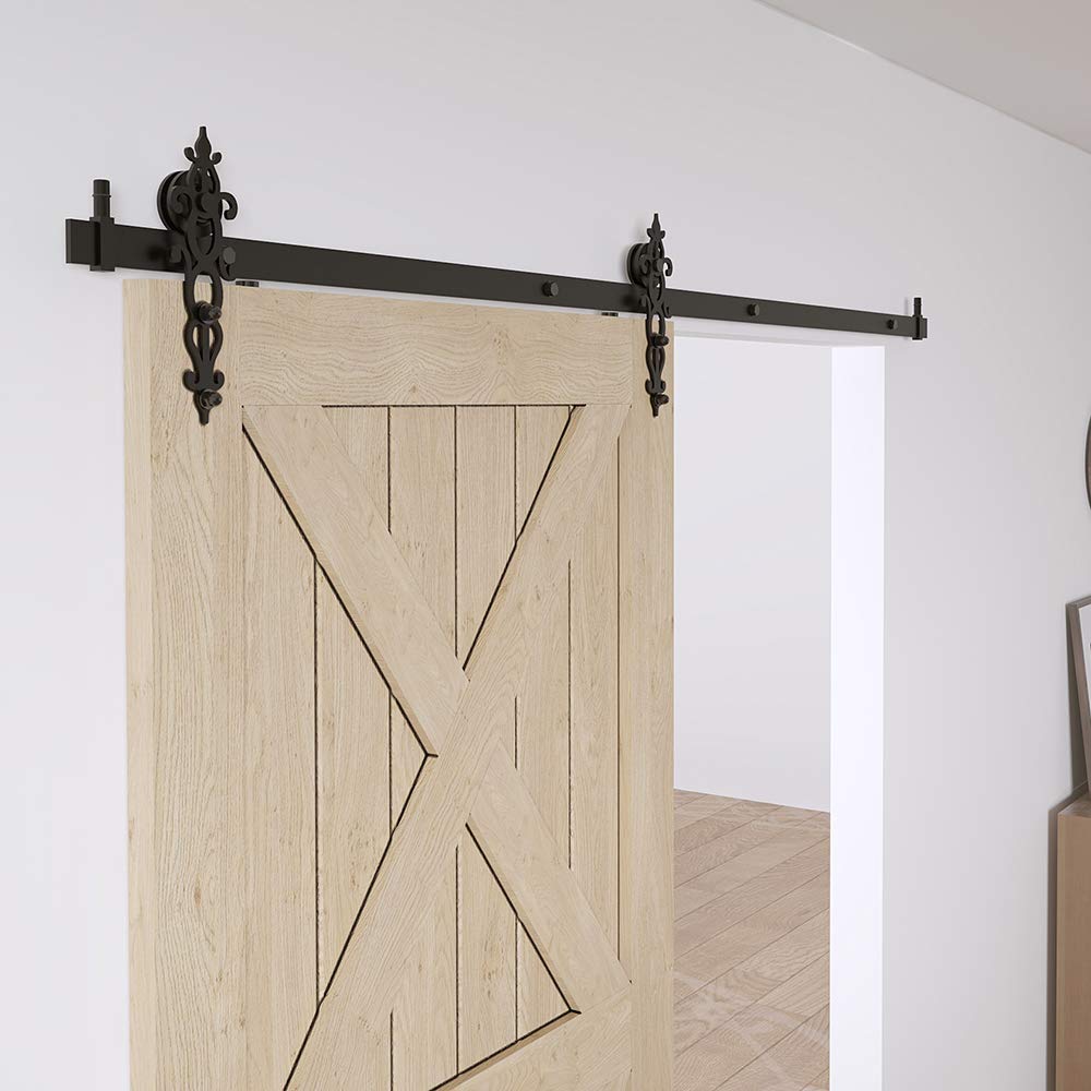 WINSOON Interior Sliding Barn Door Hardware Kit 6FT Heavy Duty Single Door Track Rail Rollers System Set for Cabinet Closet