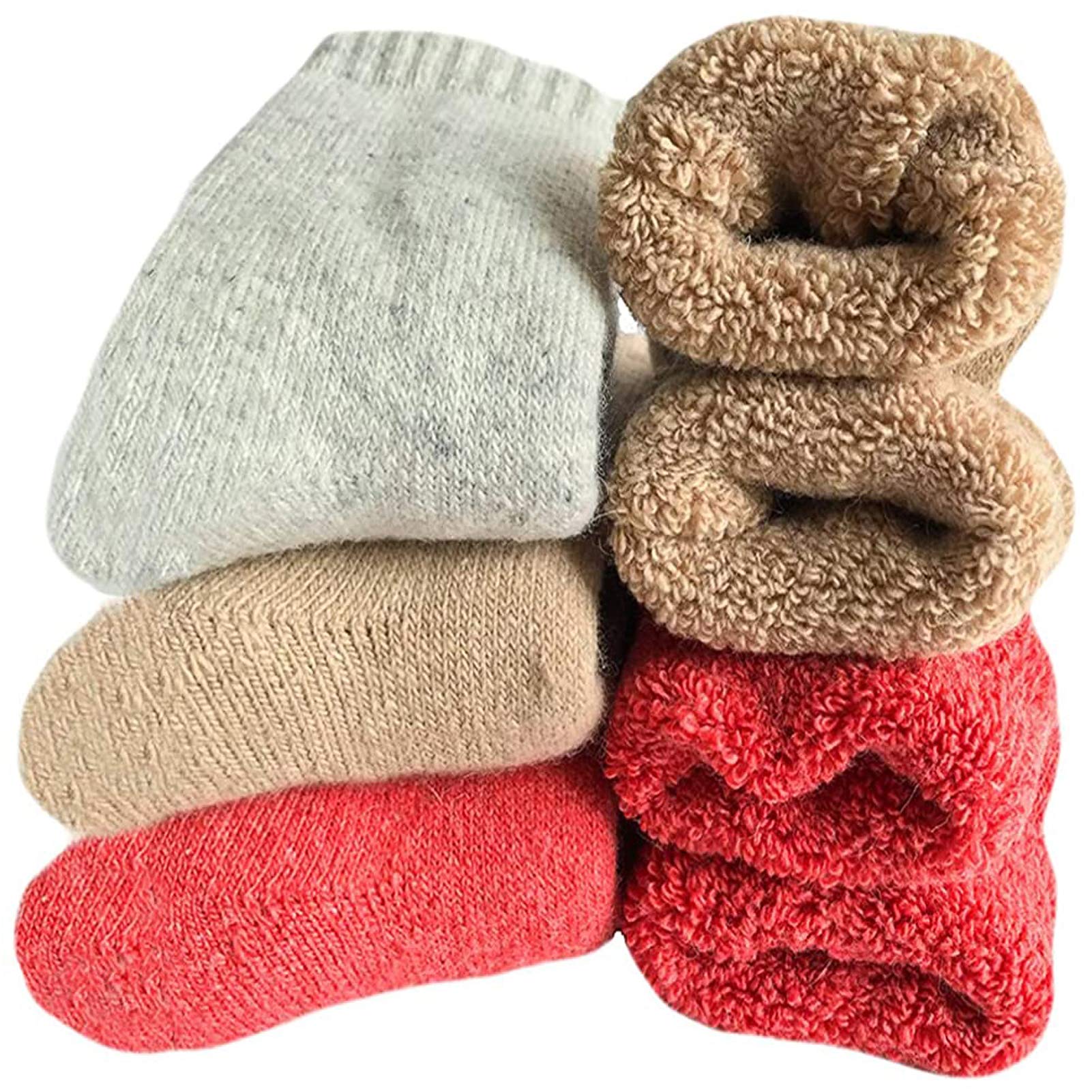 Womens Super Thick Wool Socks - Soft Warm Comfort Casual Crew Winter Socks (Pack of 3-5), Multicolor