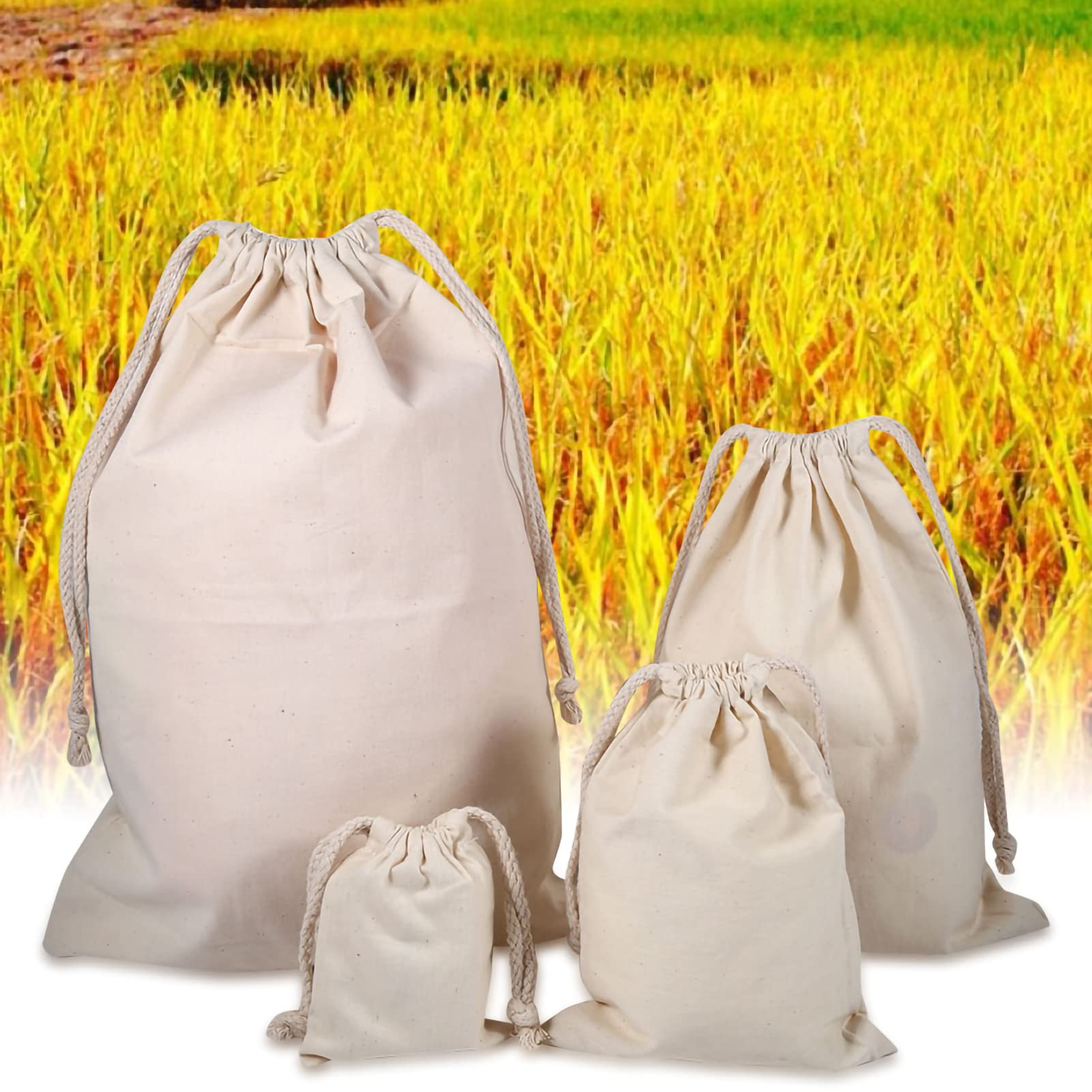 Tyenaza Eco-Friendly Cotton Storage Sack, Large Drawstring Bag for Home Organization and Travel Purposes (15 * 20cm)
