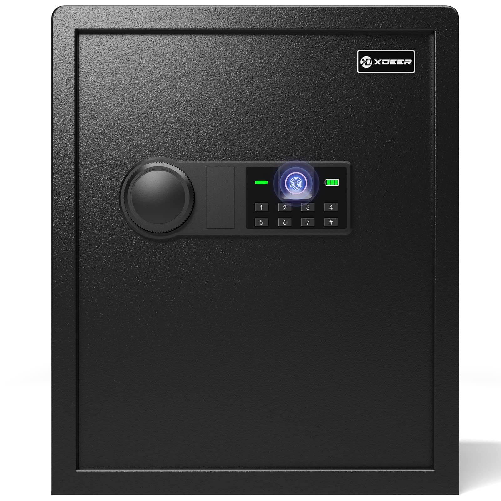 XDeer CS42 Biometric Gun Safe Lock Box - (1.69 Cubic Feet) Quick-Access Security Safe with Fingerprint Scanner, Gun Rack, and Steel Construction for Home, Office