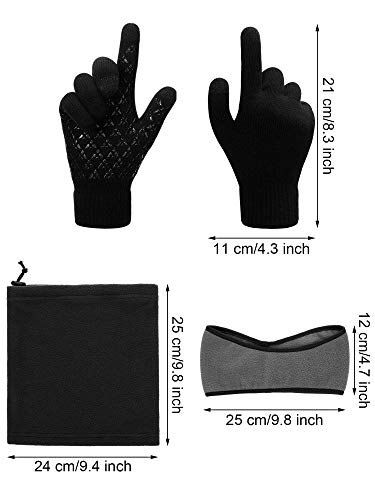 SATINIOR 6 Pieces Ear Warmer Headband Warmer Face Mask Fleece Neck Gaiter Touch Screen Winter Knit Gloves for Men and Women