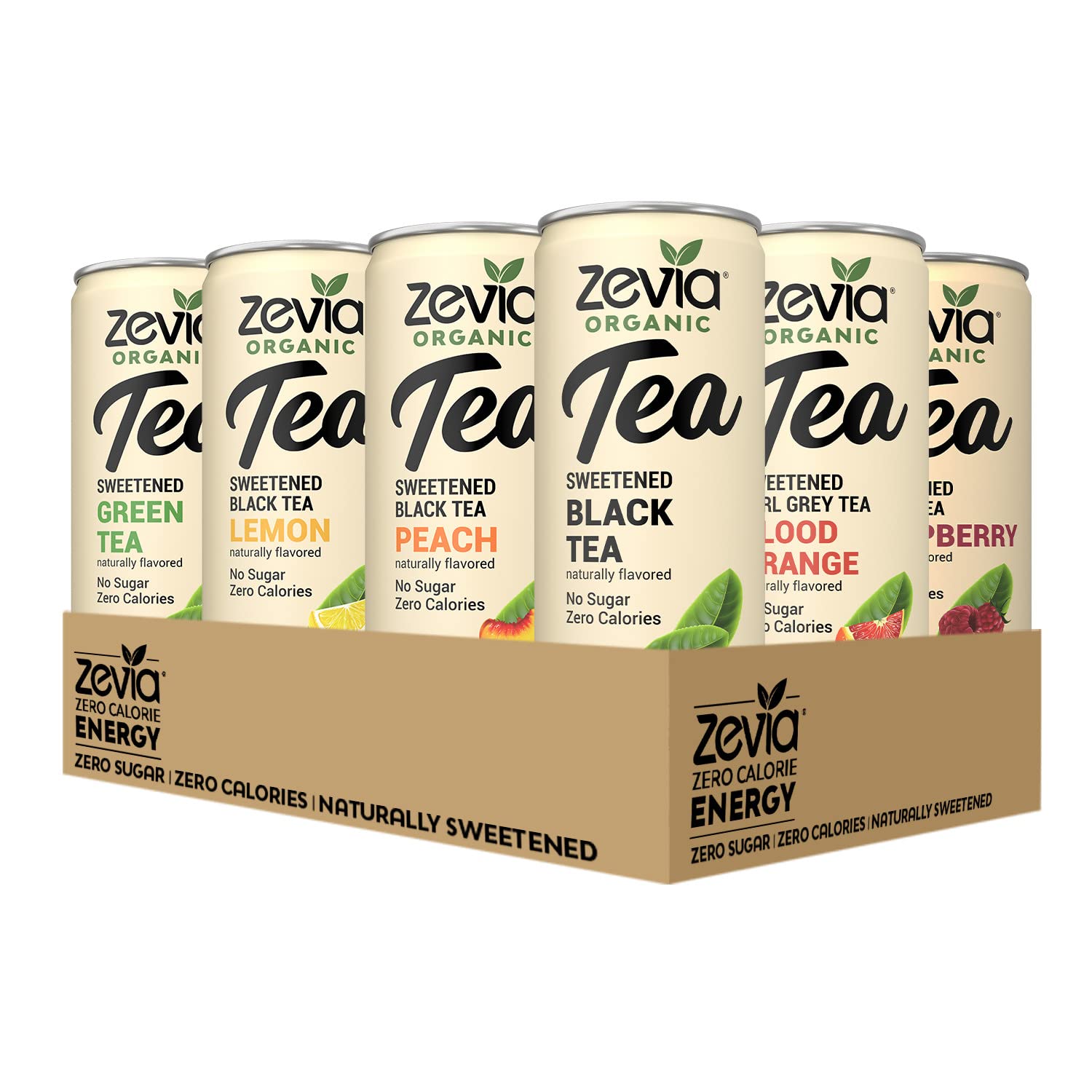 Zevia Organic Sugar Free Iced Tea, Tea Time Variety Pack, 12 Ounce Cans (Pack of 12)