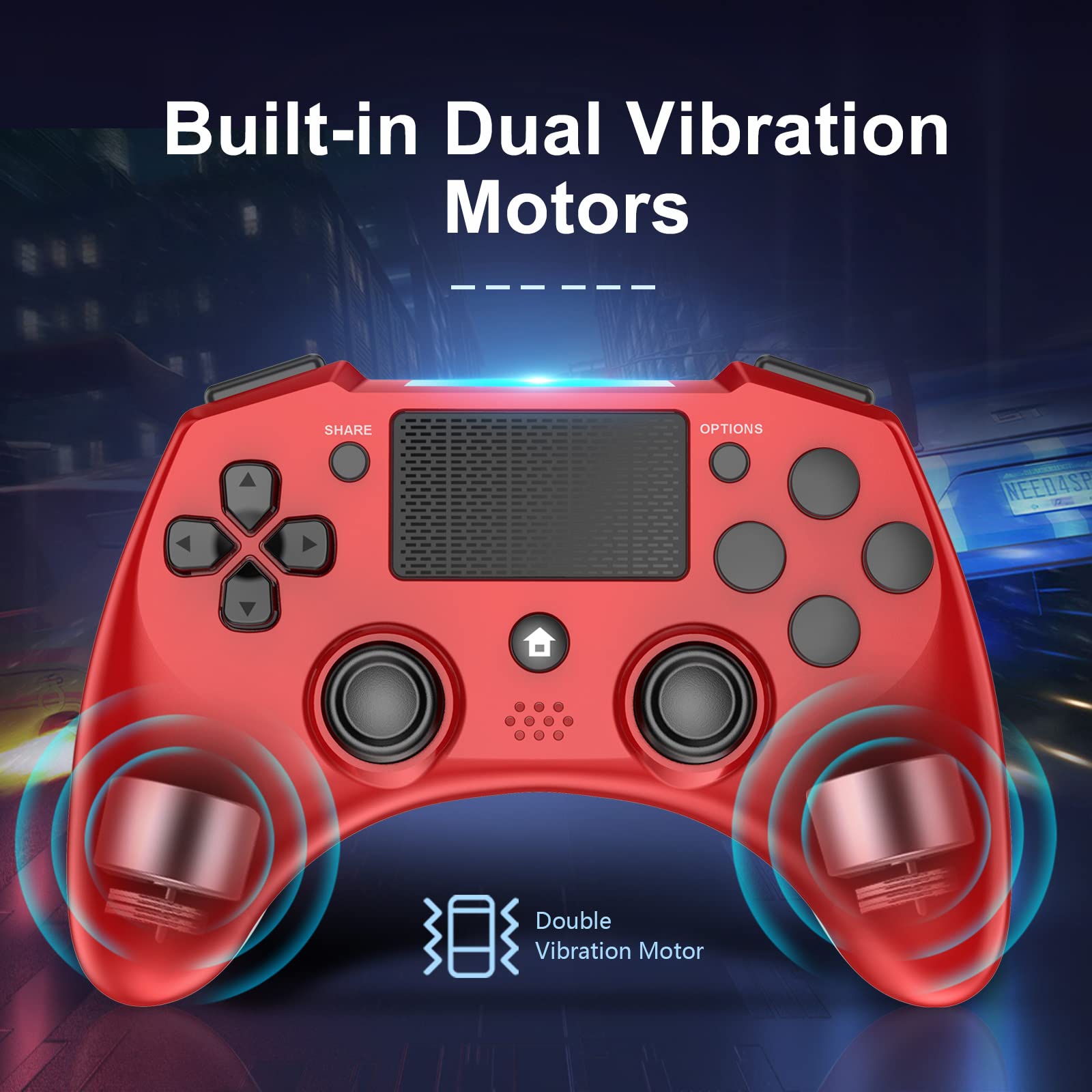 ZFY Wireless Controller Compatible with PS4/Slim/Pro/PC with 6-Axis Motion Sensor, PS4 Controller for Kids and Adults Red