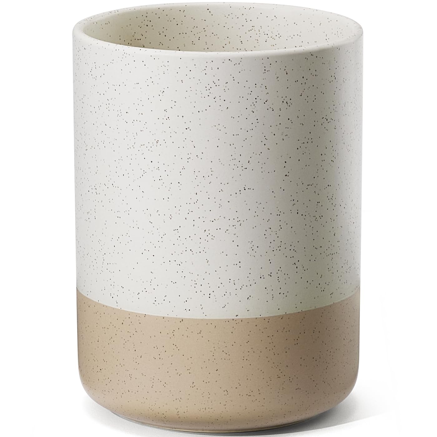 Yangbaga kitchen Utensil Holder for Countertop-7.2" Large Kitchen Utensil Organizer Ceramic Cooking Utensil Holder,Utensil Crock for Kitchen Counter Matte Cream-Colored Farmhouse Decor Accessories