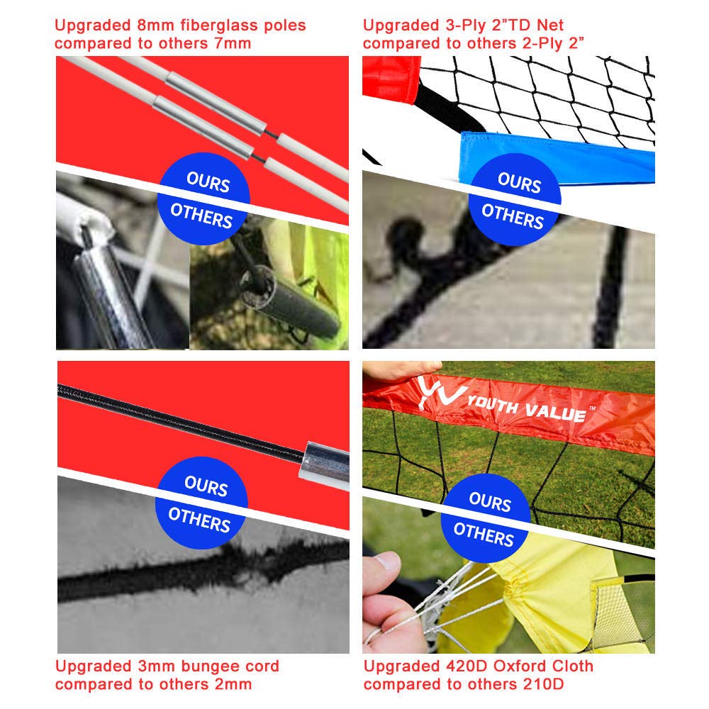 YV YOUTH VALUE 4ft x 3ft LED Soccer Goals W' LED Strips for Playing at Nightfall, Easy Fold Up Set of 2 Portable Soccer Goal Nets