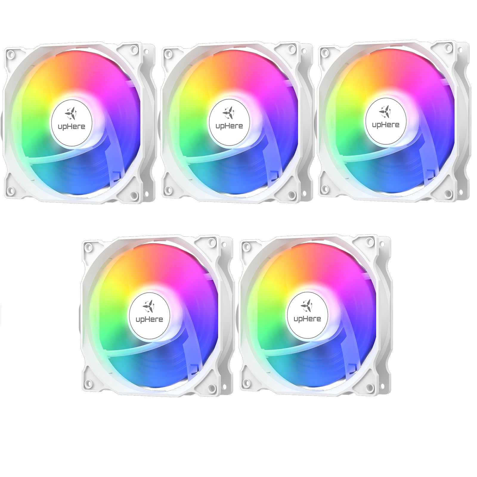 upHere 120mm RGB Case Fan,Quiet Edition High Airflow Adjustable Color LED Case Fan for PC Cases, CPU Coolers,Radiators System,5-Pack,Black Edition/C8123-5