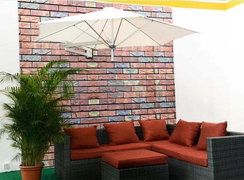 TEmkin Wall Mount Patio Umbrellas Parasol Outdoor Garden Balcony Sun Shade Umbrellas, Aluminium Pole, 8ft / 250cm (White) (White)