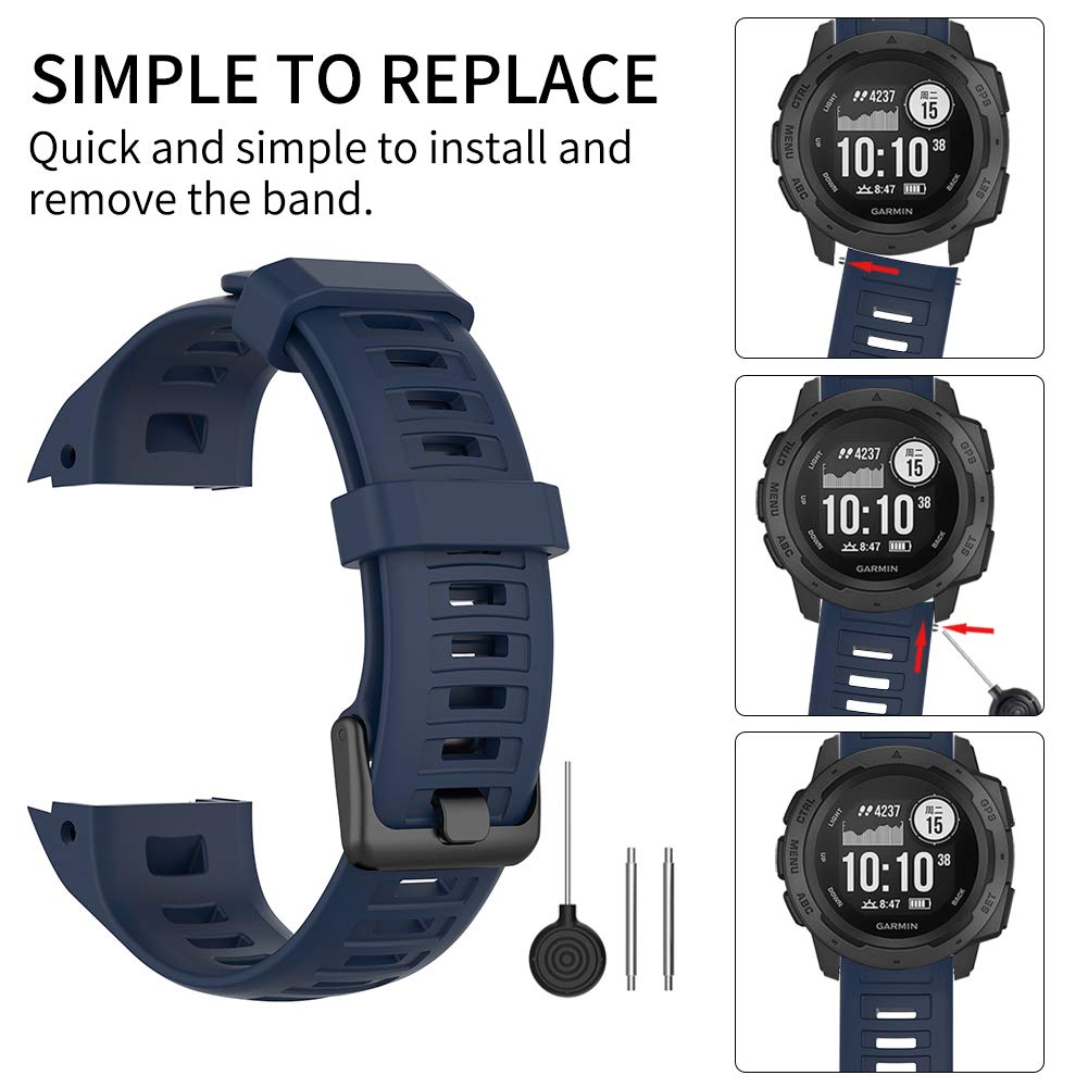 Vozehui Bands Compatible with Garmin Instinct Sports GPS, Soft Silicone Adjustable Replacement Wristbands for Garmin Instinct/Instinct Tide/Instinct Tactical