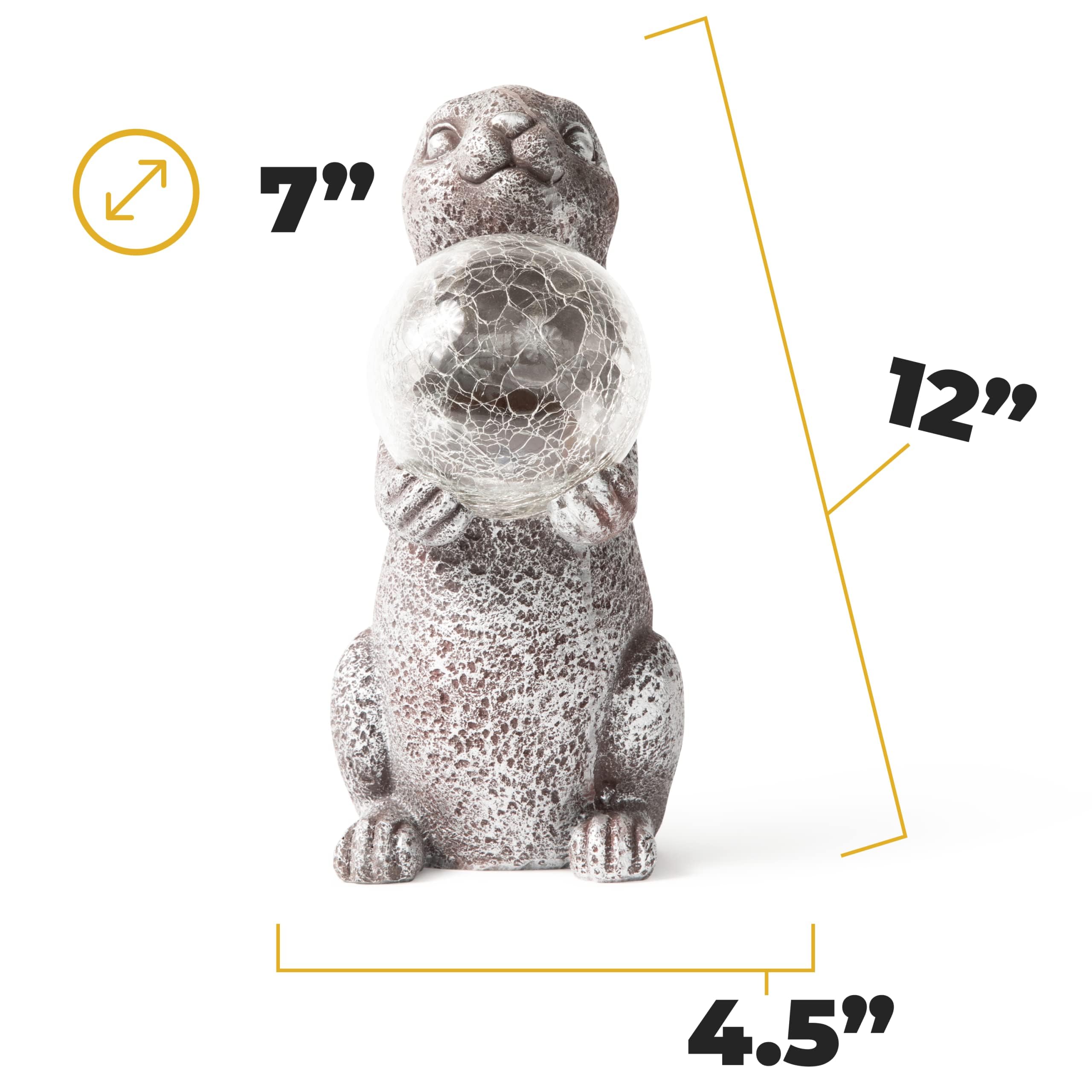 VP Home Mystical Rabbit Solar Powered Outdoor Decor Garden Light with Flickering LED Crackled Glass Globe Great Addition for Your Garden Solar Powered Light Garden Decorations Gifts