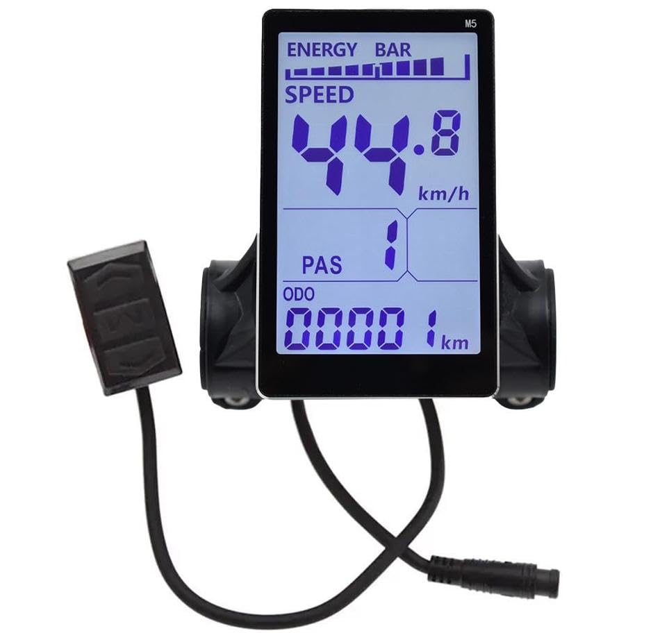 VQP EBike Display, Electric Scooter Bike LCD Display, Waterproof EBike Control Panel, 24V 36V 48V 52V 60V M5 5-Pin EBike Controller Meter LCD Monitor, 31.8mm 22.2mm Handlebar