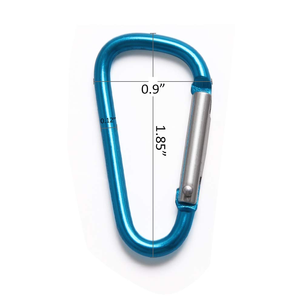UPINS 100Pcs Aluminum Locking Carabiner Spring Clips Hook Keychain D Shape Buckle Pack