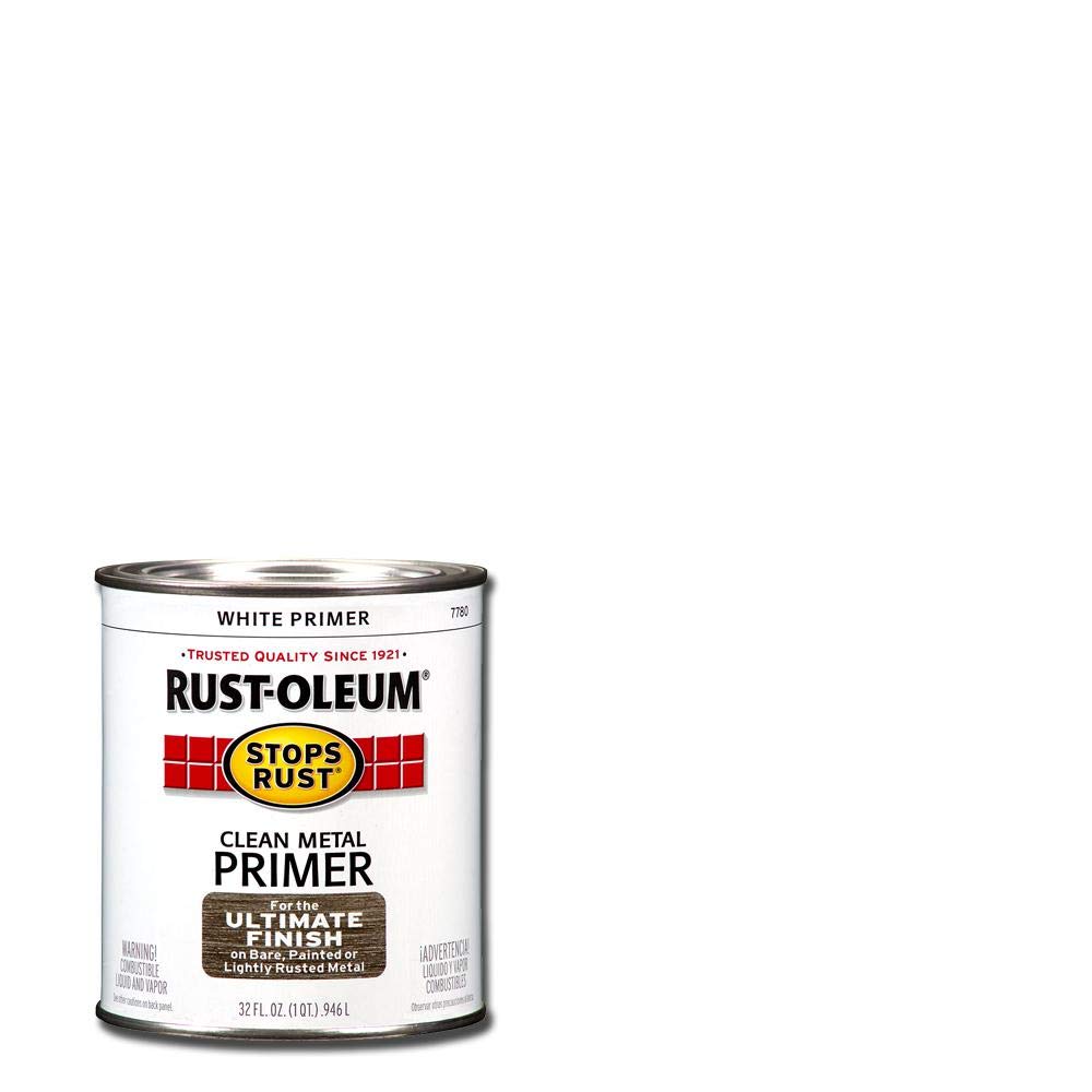 Rust-Oleum 7780502 Stops Rust Protective Enamel Paint, 32 Fl Oz (Pack of 1), Flat Whtie Clean Metal Primer