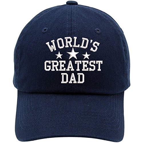 Top Level Apparel World's Greatest Dad Embroidered Low Profile Soft Cotton Baseball Cap Navy
