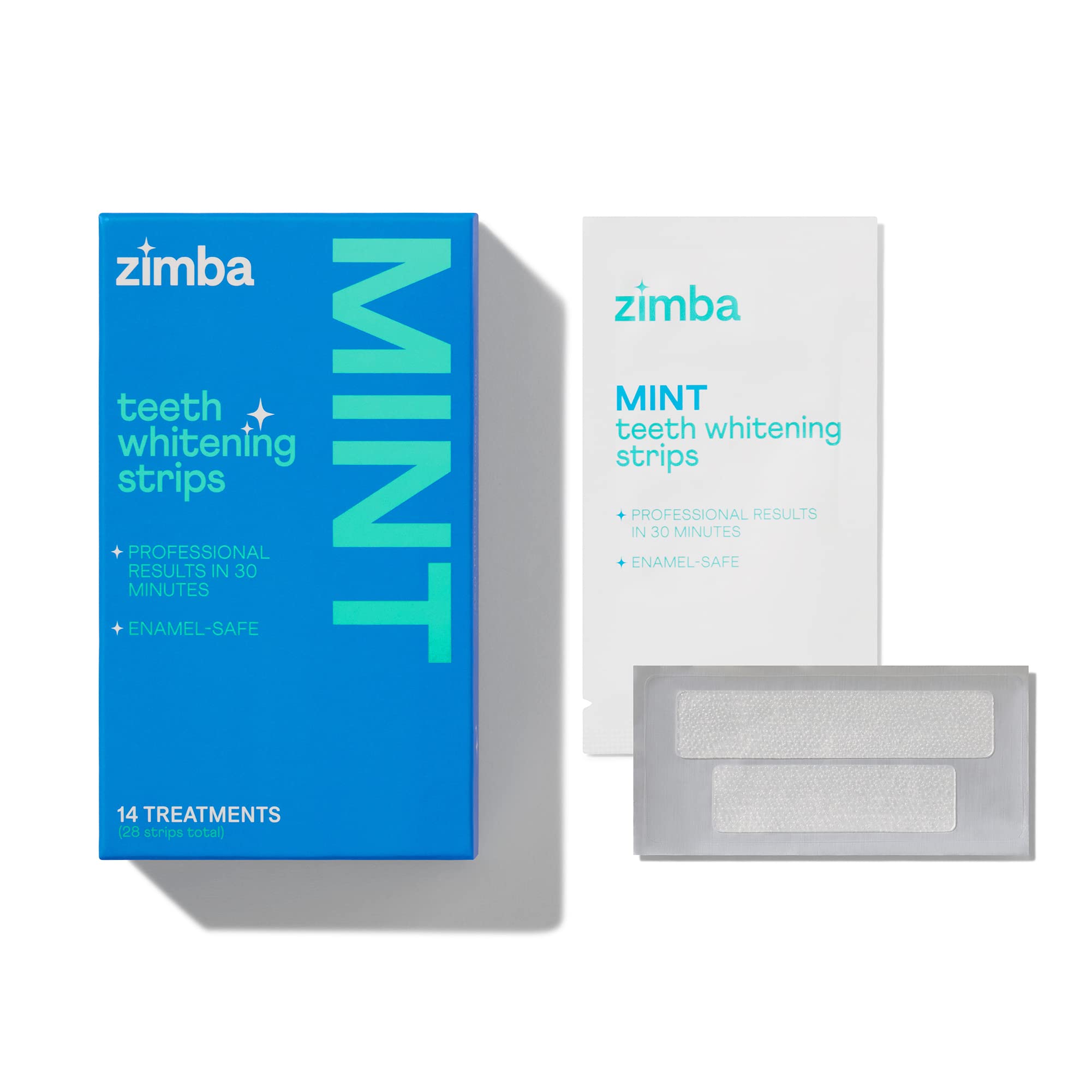 Zimba Strawberry Flavored Teeth Whitening Strips | Vegan, Enamel Safe Hydrogen Peroxide Teeth Whitener for Coffee, Wine, Tobacco, and Other Stains | 14 Day Treatment | Strawberry