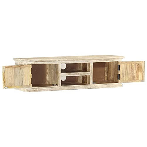 THYUOVAI TV Cabinet,Media Cabinet Tv Console Stereo Cabinet Low Board Suitable for Living Room,Bedroom,Closet,Hallway,Foyer,Office White 51.2"x11.8"x14.2" Solid Mango Wood