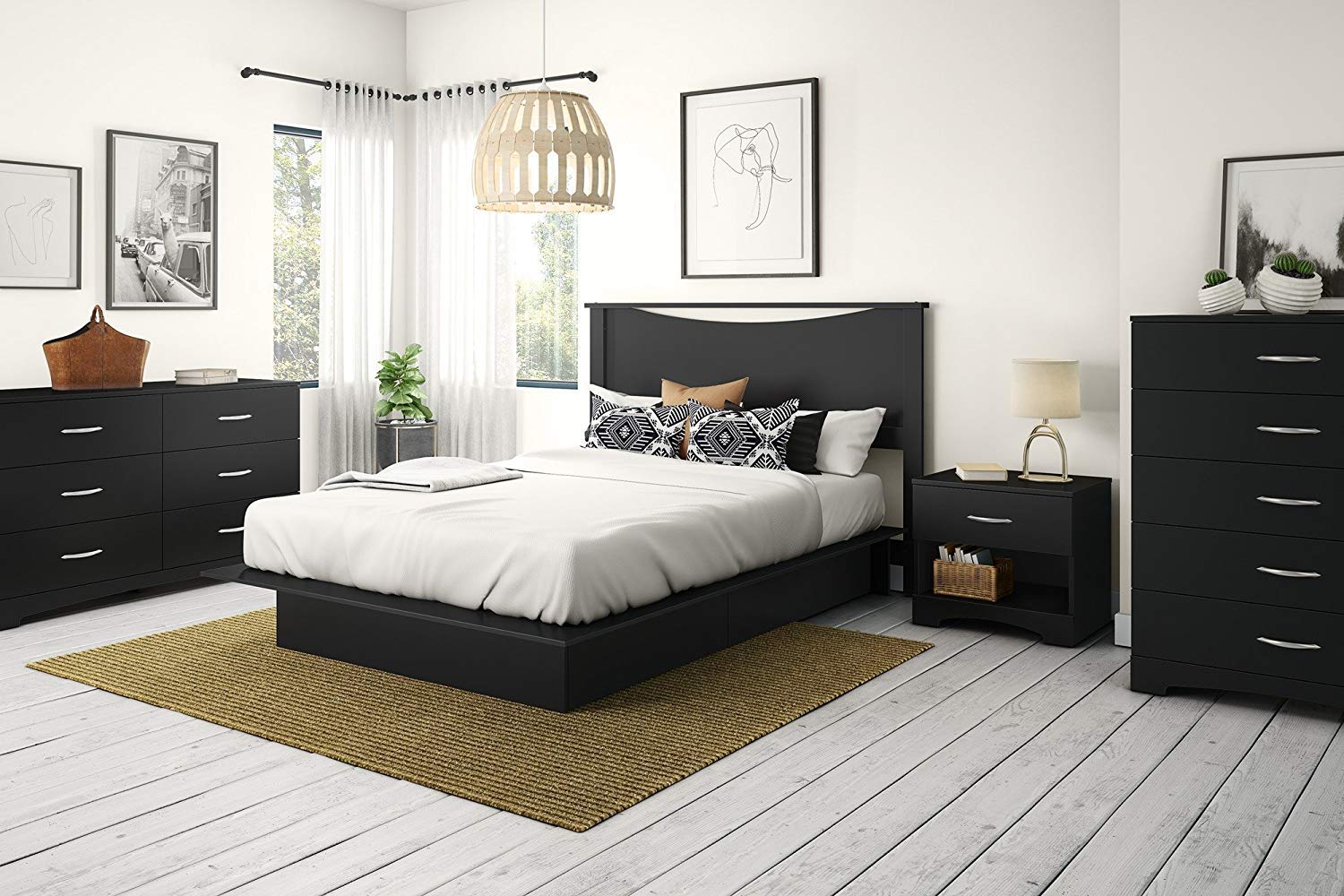 South Shore Step One Headboard, Full/Queen 54/60-Inch, Pure Black