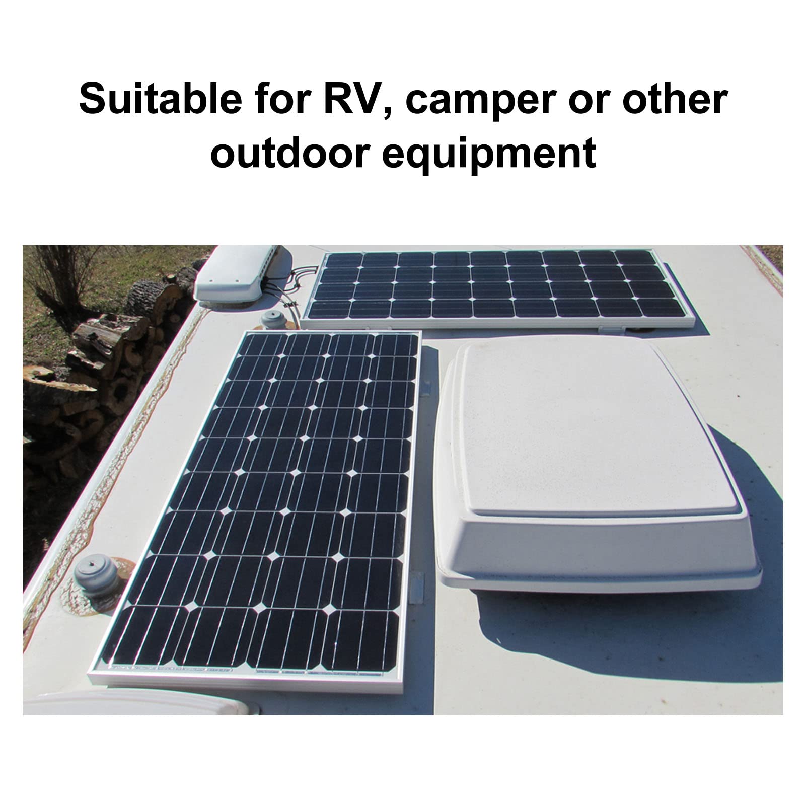 RV Solar Panel Kit, 3 Meters Charging Cable Mono Solar Battery Portable Firm Brackets High Efficiency for Outdoor Camera Monitoring (10W Square)