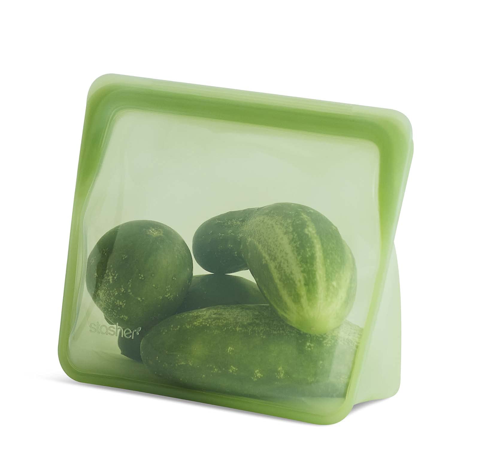 Stasher Platinum Silicone Food Grade Reusable Storage Bag, Green (Stand-Up Mid) | Reduce Single-Use Plastic | Cook, Store, Sous Vide, or Freeze | Leakproof, Dishwasher-Safe, Eco-friendly | 56 Oz