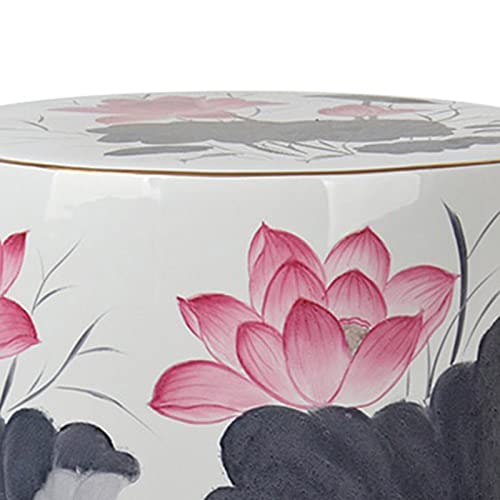 XARONF Hand-Painted Landscape Ceramic Drum Stool, Cylindrical Classical Dressing Stool, Creative Retro Entry Footstool. (Size : C)