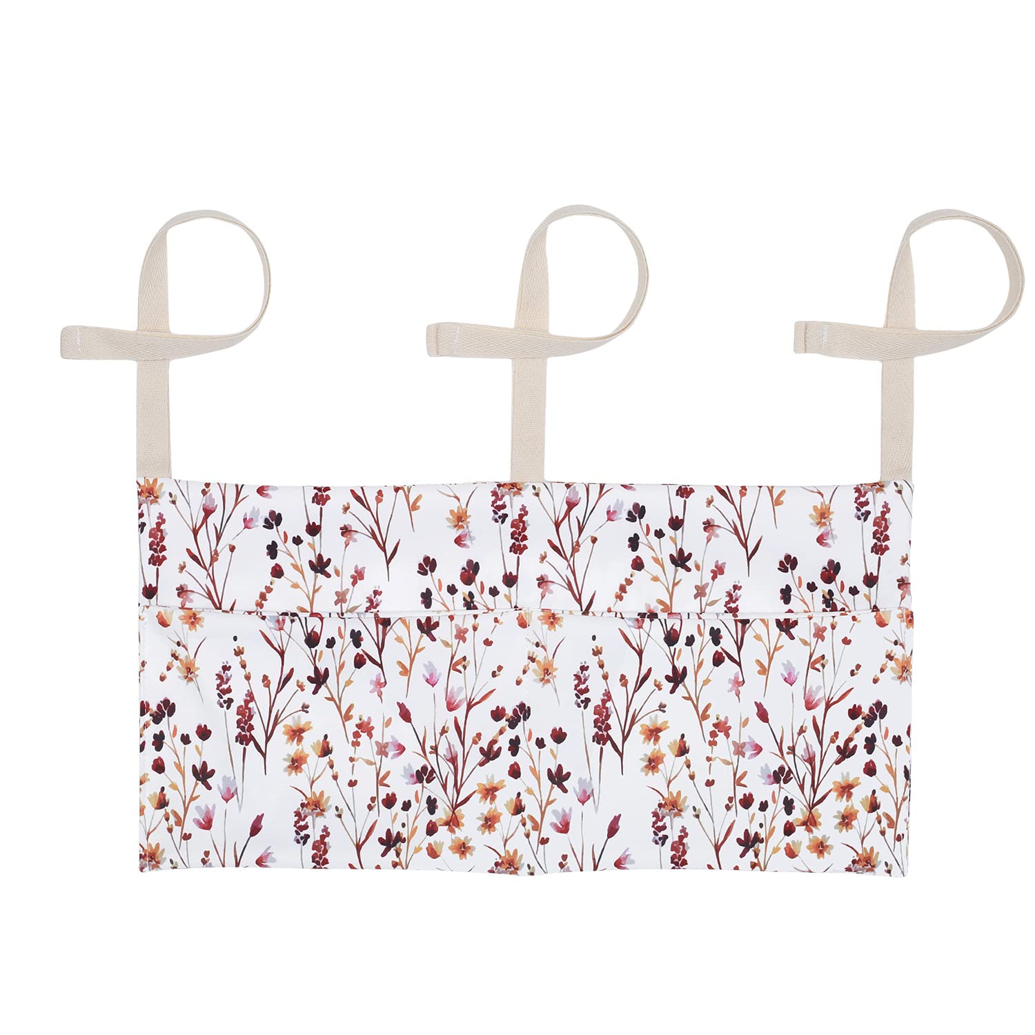 YeeMan Cotton Baby Bedside Hanging Storage Bag,2 Pockets Organizer for Baby Cribs and Toys (Little Flowers)